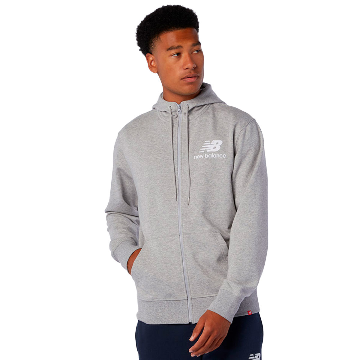 Chaqueta New Balance Essentials Stacked Full-Zip Hoodie Grey - Fútbol ...