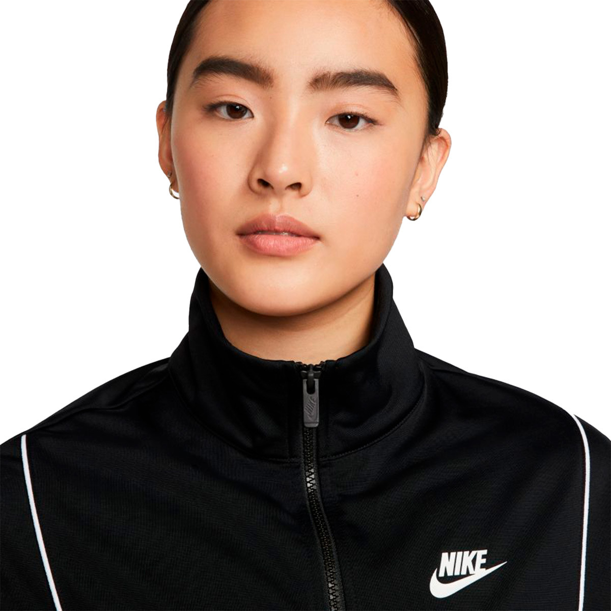 Chándal Nike Sportswear Essentials Pique Fitted Mujer Black-White ...
