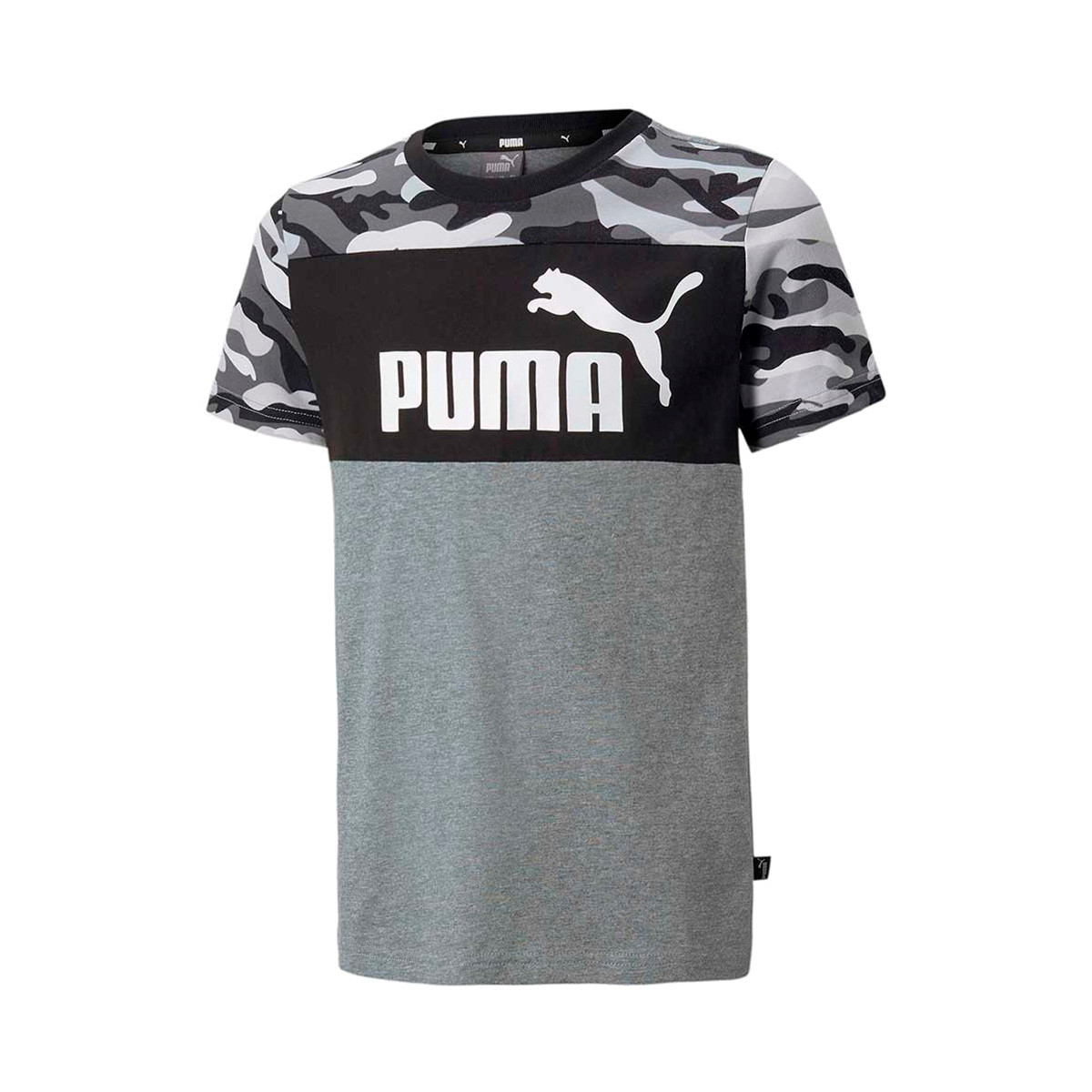 Camiseta Puma Essentials + Camo Niño Black - Fútbol Emotion