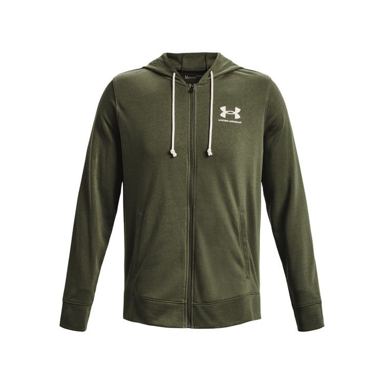 Sudadera Under Armour UA Rival Terry Left Chest Full-zip Hoodie Marine Green-Onyx White - Fútbol ...