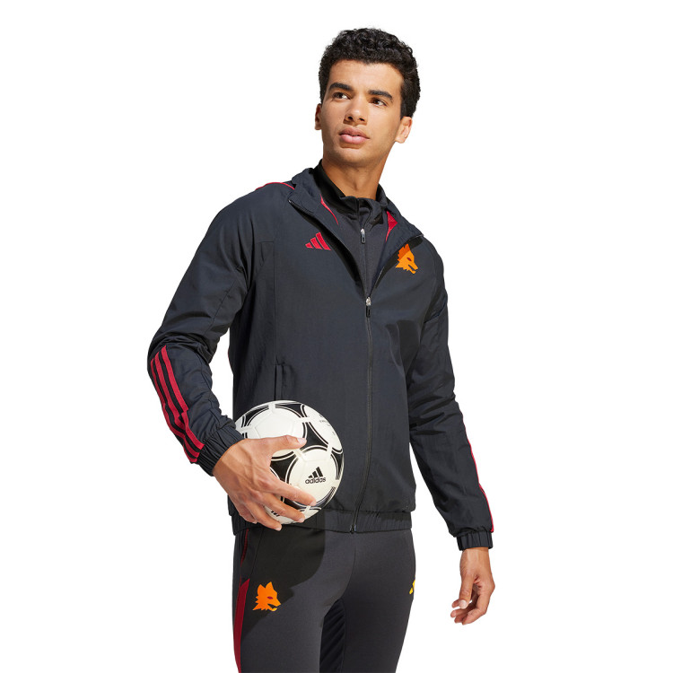 Giacca adidas AS Roma Fanswear 2023-2024 Black-Victory Red - Fútbol Emotion
