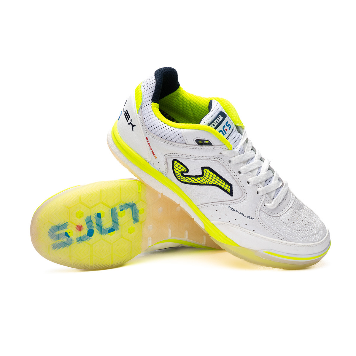 Tenis futsal Joma Top Flex Rebound LNFS Blanco/Amarillo - Fútbol Emotion