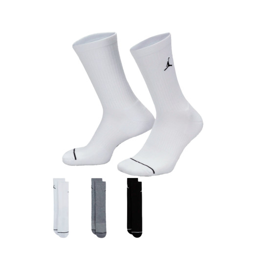 Calcetines Jordan Everyday Cushioned Poly Crew (3 Pares) White Black ...
