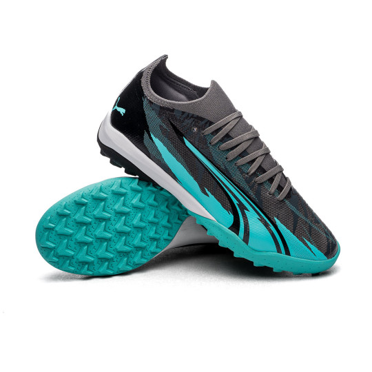 Zapatos de fútbol Puma Ultra Match Rush Turf Strong Gray-White-Elektro ...