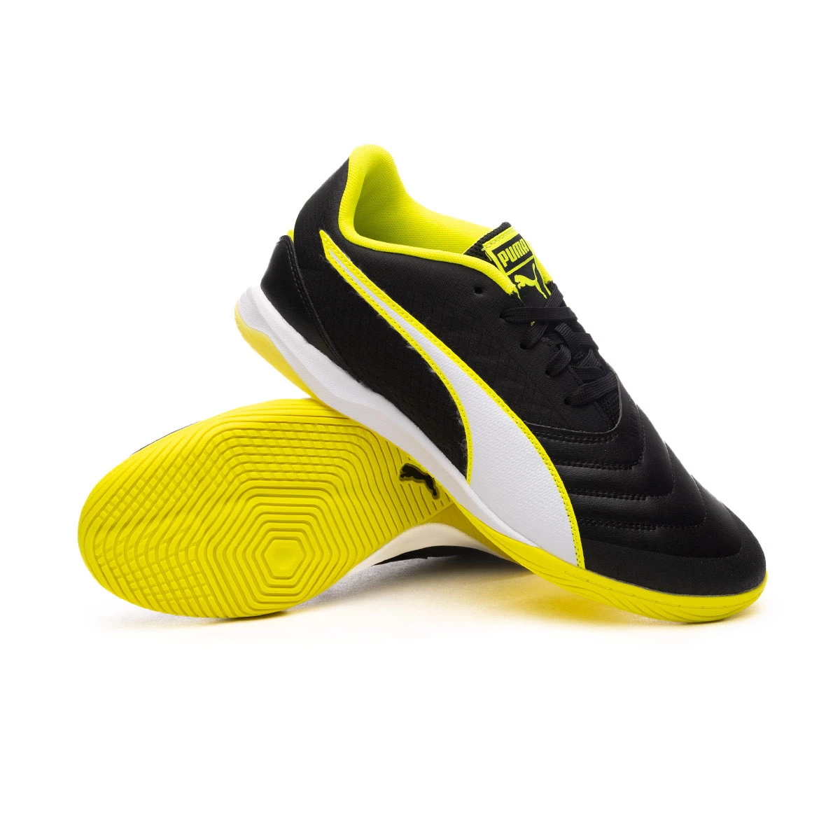 Futsal shoes Puma Ibero IV Black White Electric Lime Futbol Emotion
