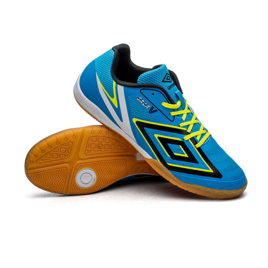 Futsal shoes Umbro Umbro Sala V Atomic Blue-Black-Safety Yellow-White ...