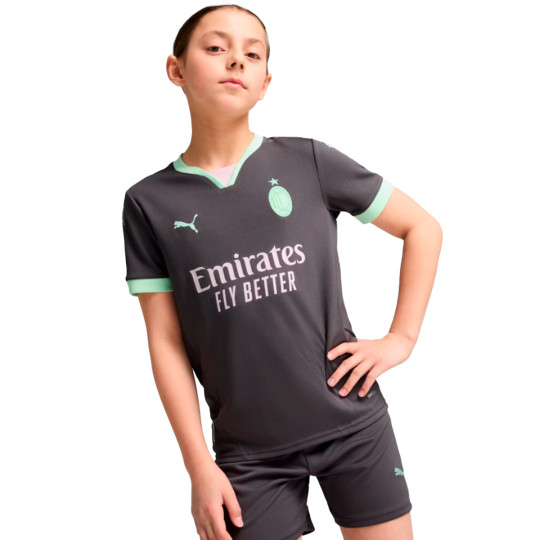 Jersey Puma Kids AC Milan 2024-2025 Third Shadow Gray-Fresh Mint ...