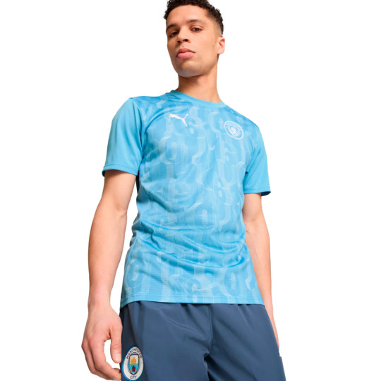 Jersey Puma Manchester City Pre-Match 2024-2025 Team Light Blue-White ...