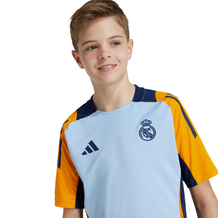 Jersey adidas Kids Real Madrid Training 2024-2025 Glow Blue-Crew Orange ...