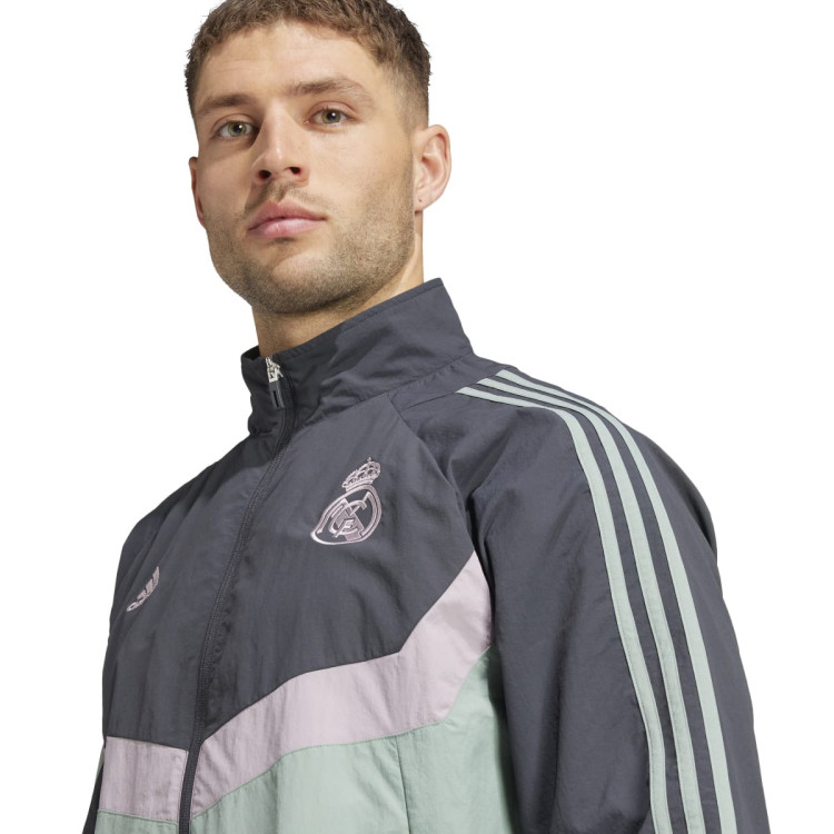 Chaqueta adidas Real Madrid Fanswear 2024-2025 Carbon-Silver Green ...