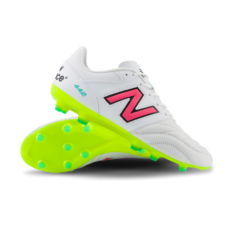 Scarpe New Balance 442 Team FG V2 Solar Blue-White-Solar Pink - Fútbol ...
