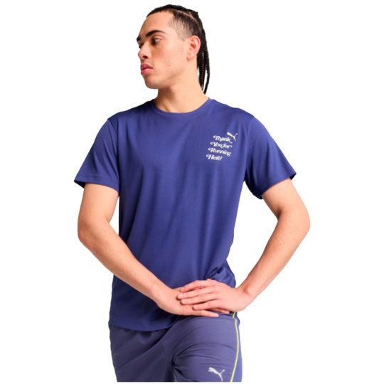 Camiseta Puma Graphics Running Slogan Blue Crystal - Fútbol Emotion