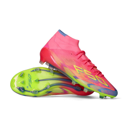 Chuteira adidas F50 Elite FG Mid Mulher Lucid Pink-Lucid Lemon-Blue ...