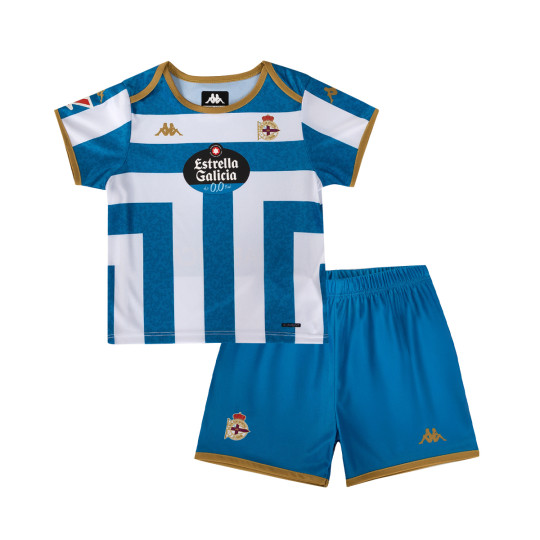 Conjunto Kappa Deportivo La Coruña Primeiro Equipamento 2025-2026 Bebé ...
