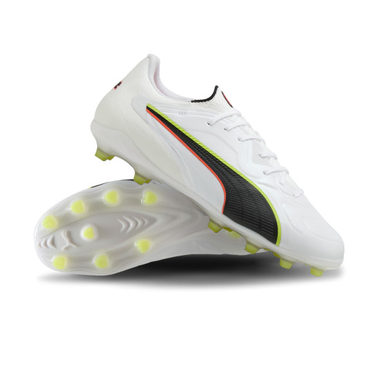 Chaussure de football Puma King 20 Pro FG/AG White-Glowing Red-Yellow ...