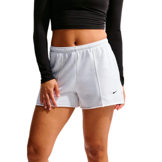 Calções Nike French Terry Mulher Birch Heather-White-Black - Fútbol Emotion
